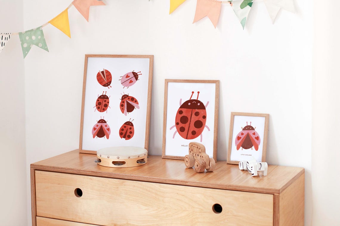 Ladybug Wall Art Set of 3 | Printable Nursery Prints | Hello Friend ...