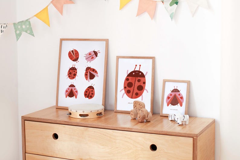 Ladybug Wall Art Set of 3 | Printable Nursery Prints | Hello Friend ...