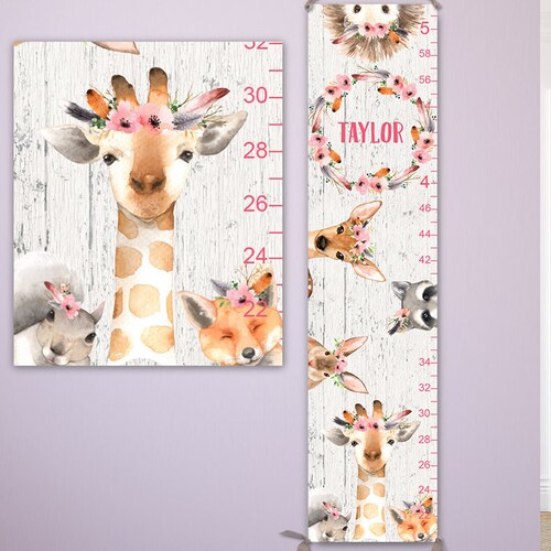 GIRAFFE Growth Chart Canvas Growth Chart Personalized Height - Etsy