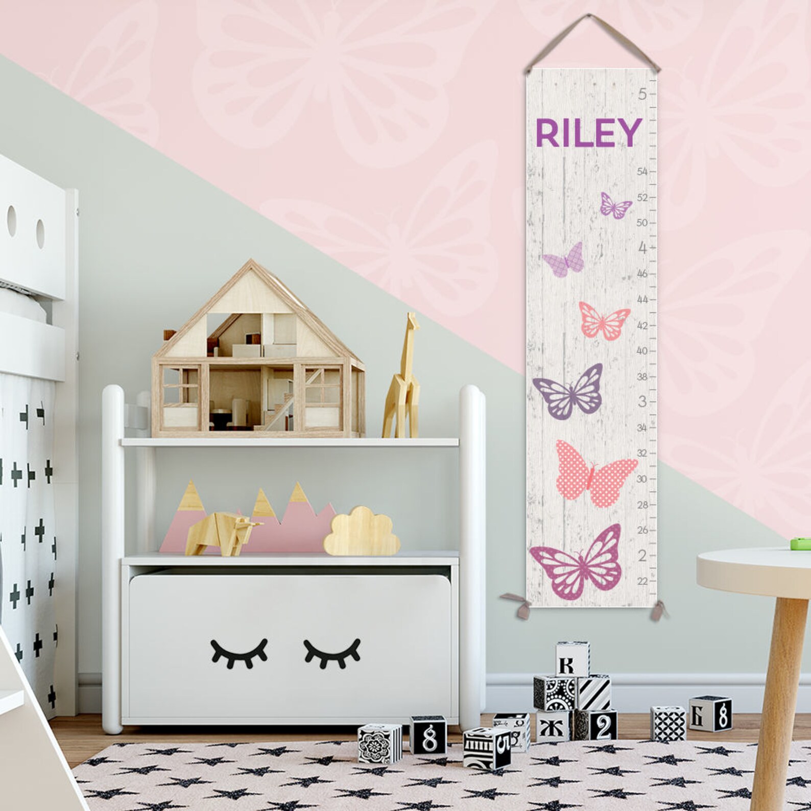 Butterfly Growth Chart Canvas Growth Chart Growth Chart | Etsy