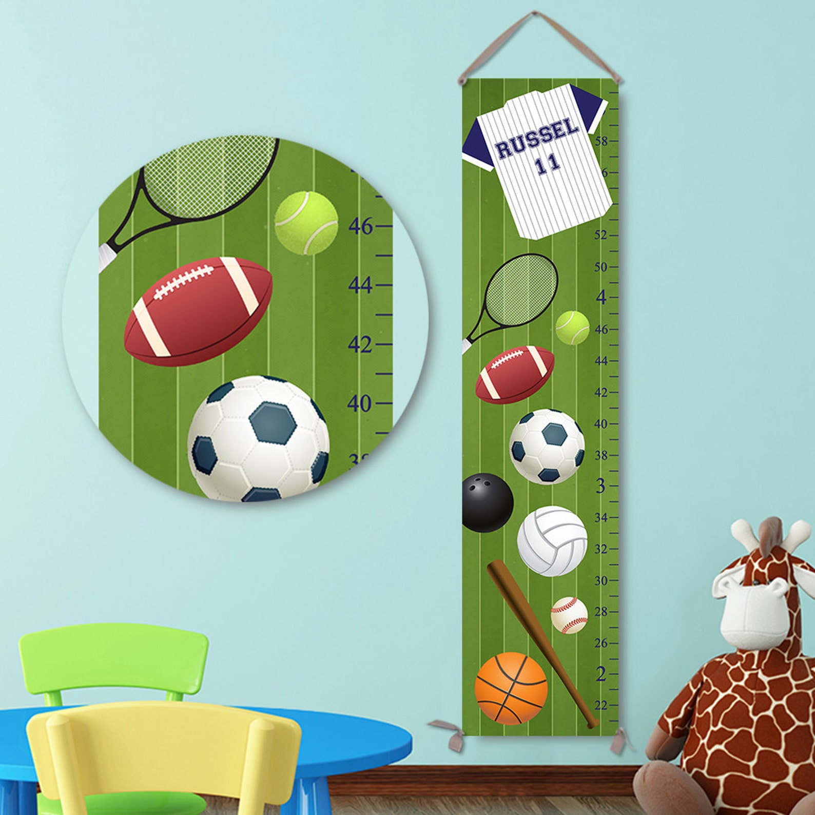 Sports Growth Chart Football Growth Chart Boys Sports | Etsy