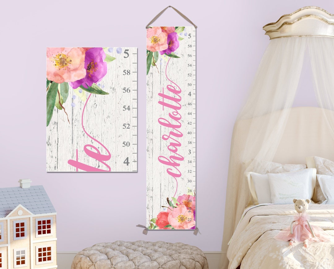 Floral Nursery Print Canvas Growth Chart Floral Nursery - Etsy