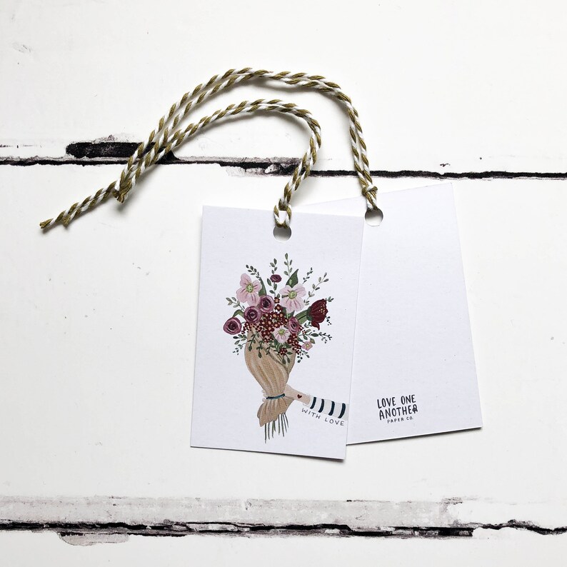 Gift Tags, Hand Painted Floral Bouquet, 'with Love' Hand Illustrated ...