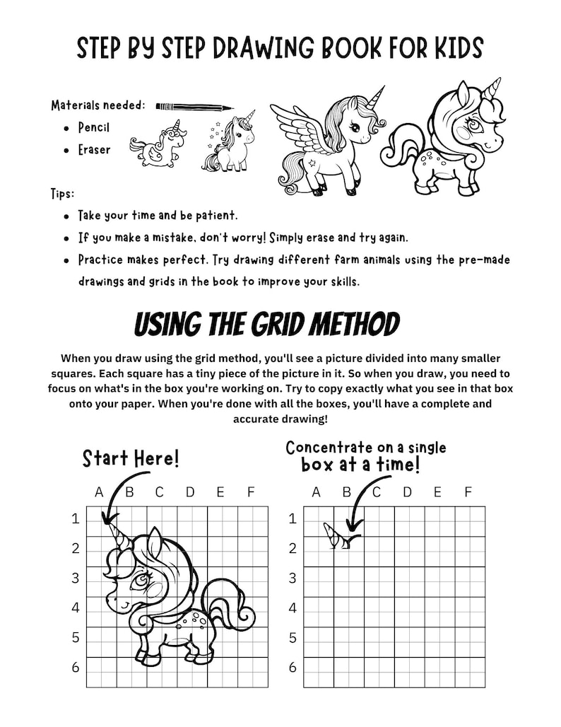 Printable Kids How to Draw Unicorns for Kids to Draw Unicorns Book for ...