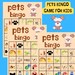 Pets Bingo Game for Kids, Printable Bingo Cards, 20 Cards Kids Game ...