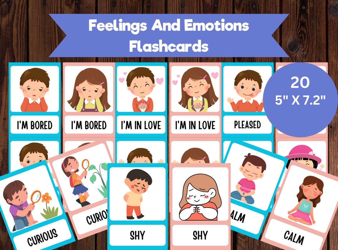 20 Feelings and Emotions Flashcards Printable Emotions - Etsy
