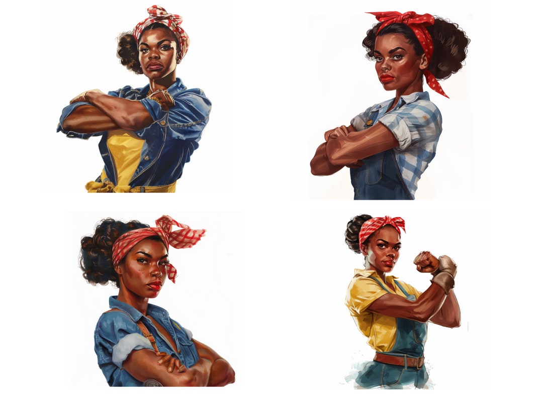 African American Rosie the Riveter SVG & PNG Bundle 4 Empowering Black ...