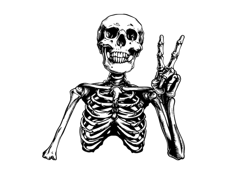 Skeleton Peace Sign Hand Clipart: Gothic SVG PNG Files (digital ...