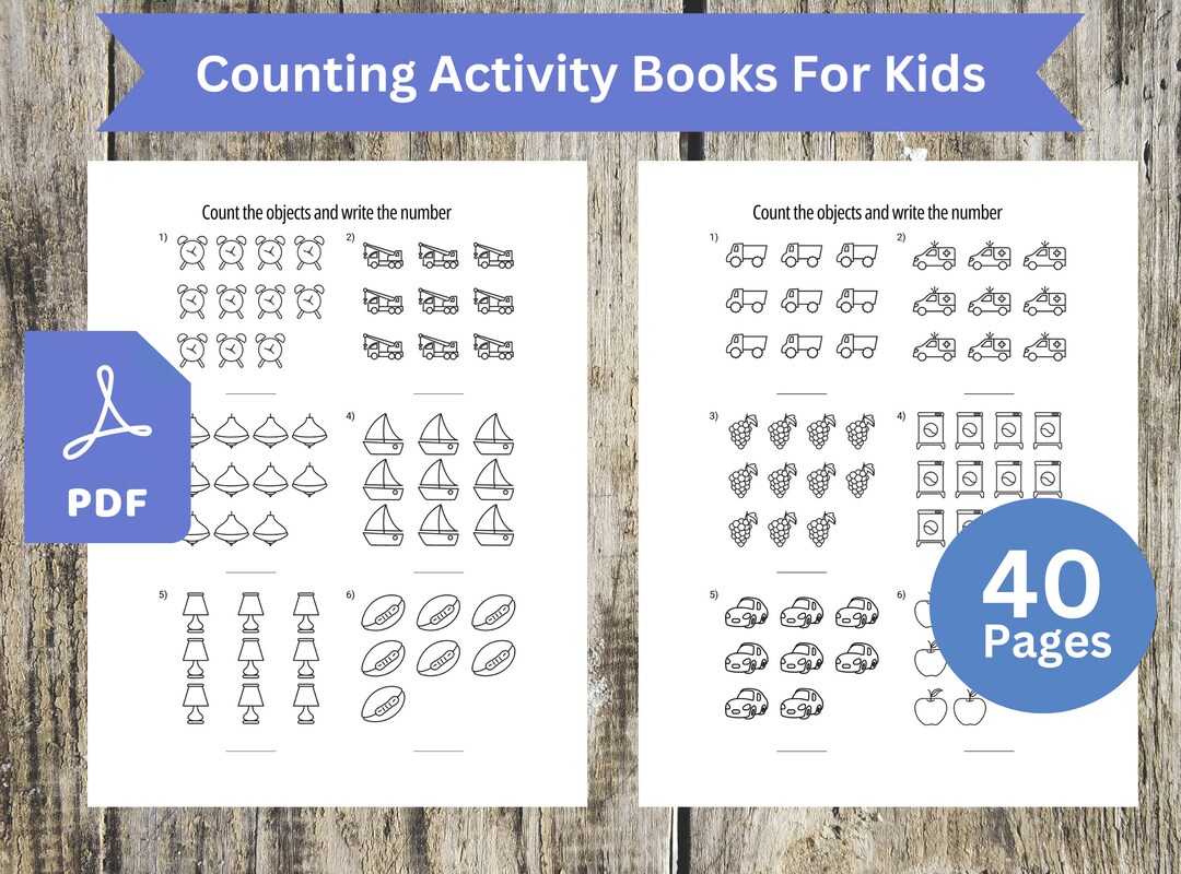 Counting Activity Books for Kids Ages 3-5 Simple Math Book - Etsy