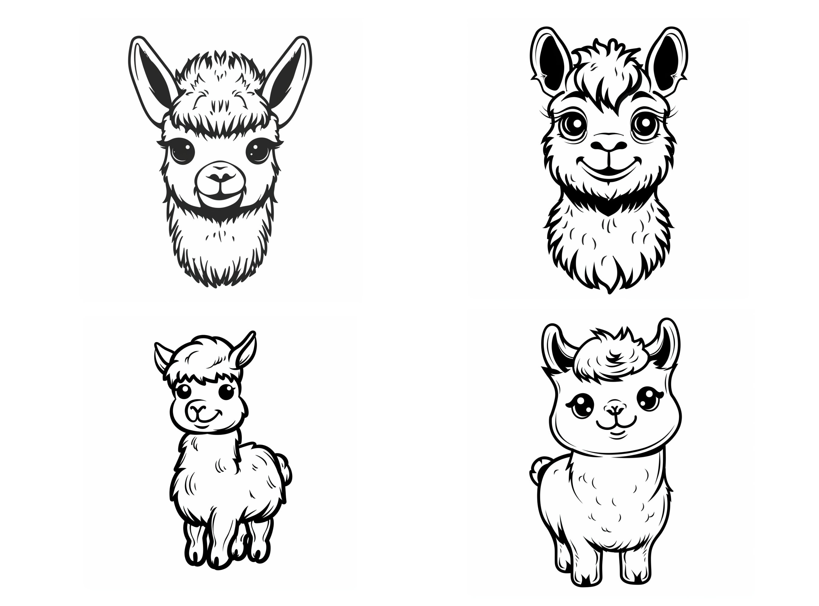 Alpaca Clip Art Adorable Alpaca Clipart Collection, 4 Cute Alpaca ...
