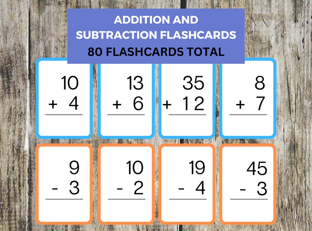 Subtraction Flashcards, Addition Flashcards, Pre-school Cards, Math ...