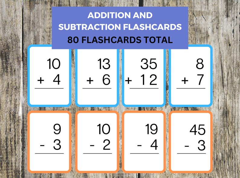 Subtraction Flashcards, Addition Flashcards, Pre-school Cards, Math ...
