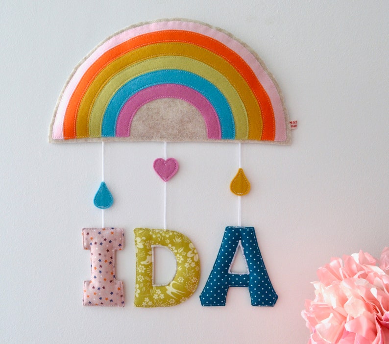 Name Plate rainbow Felt and Fabric Letters | Etsy