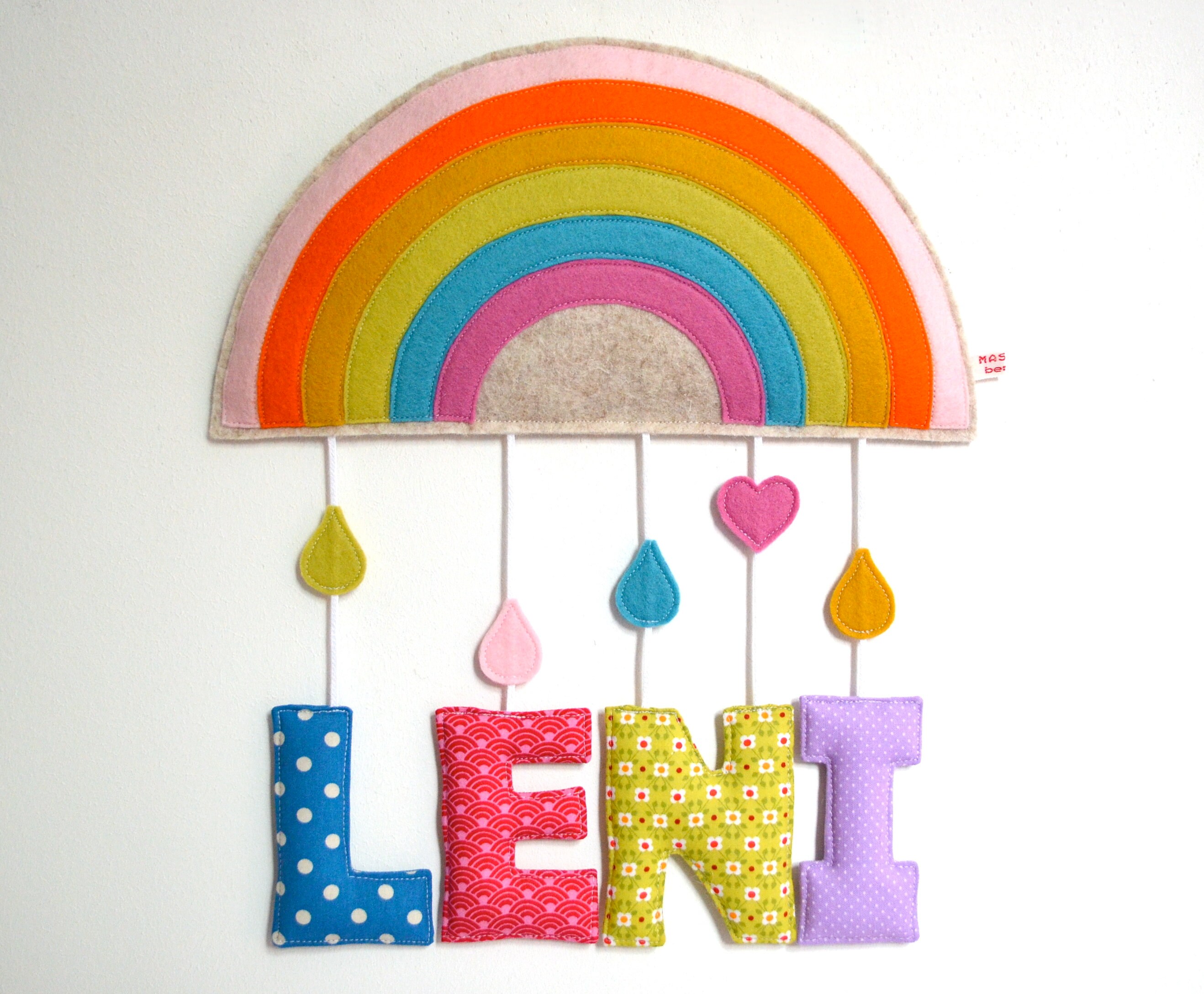 Name plate Rainbow felt and fabric letters | Etsy