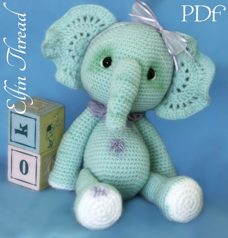 Elfin Thread Ella the Elephant Amigurumi Pattern crochet | Etsy