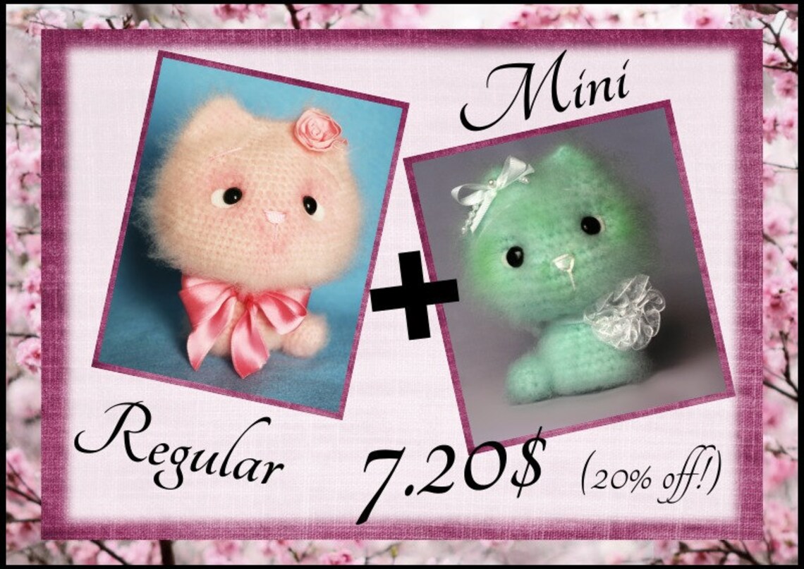 Super Deal Two Different Sized Fuzzy Kitty Cat Patterns 20% - Etsy