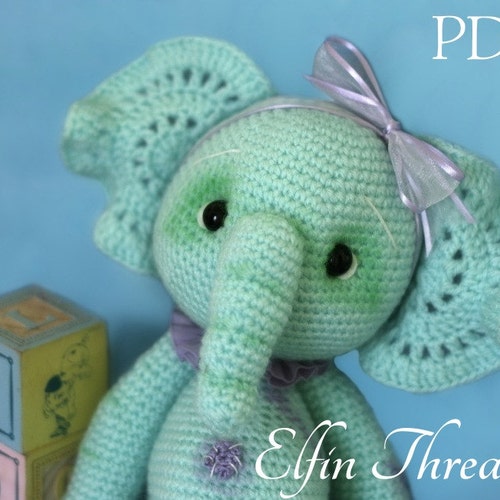 Elfin Thread Ella the Elephant Amigurumi Pattern Crochet - Etsy