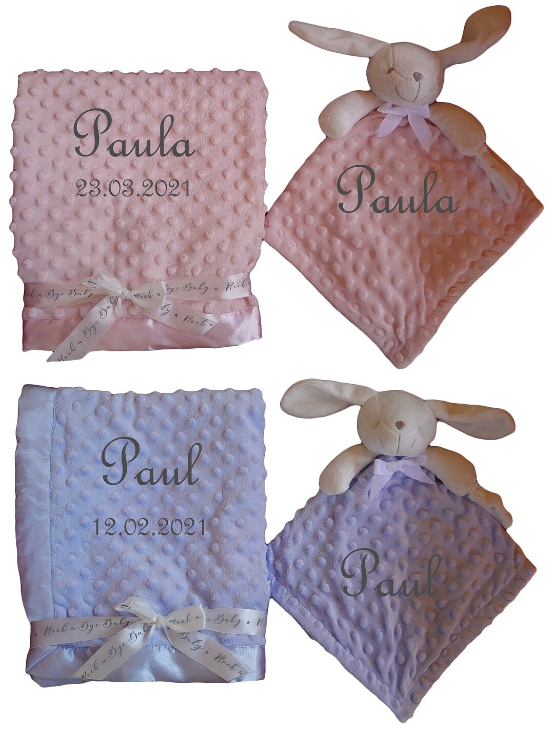 Set Baby Blanket & Cuddle Cloth Knobs Minky With Name - Etsy