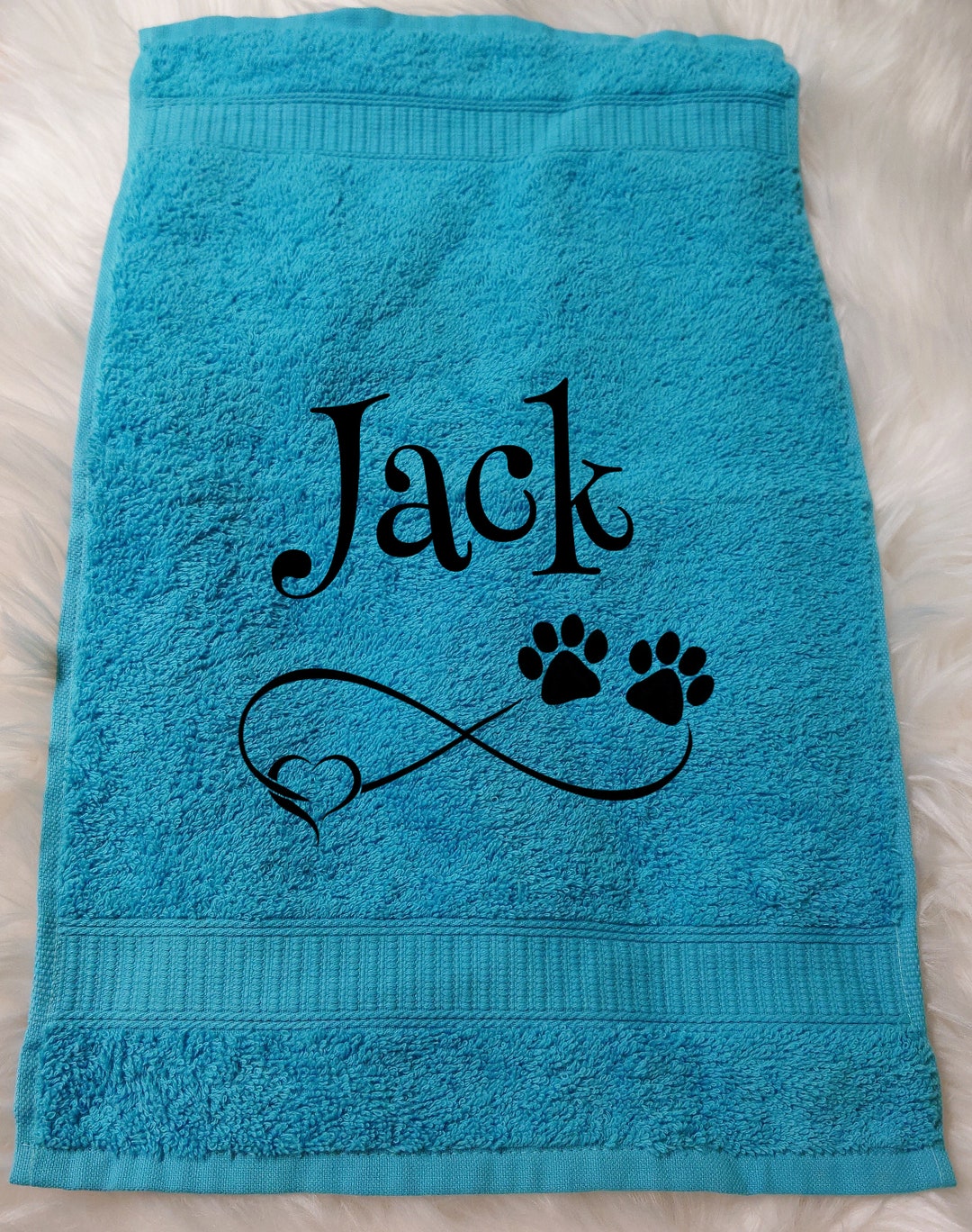 Dog Towel Embroidered With Name Size Choice Love Dog Animal Cat Heart ...