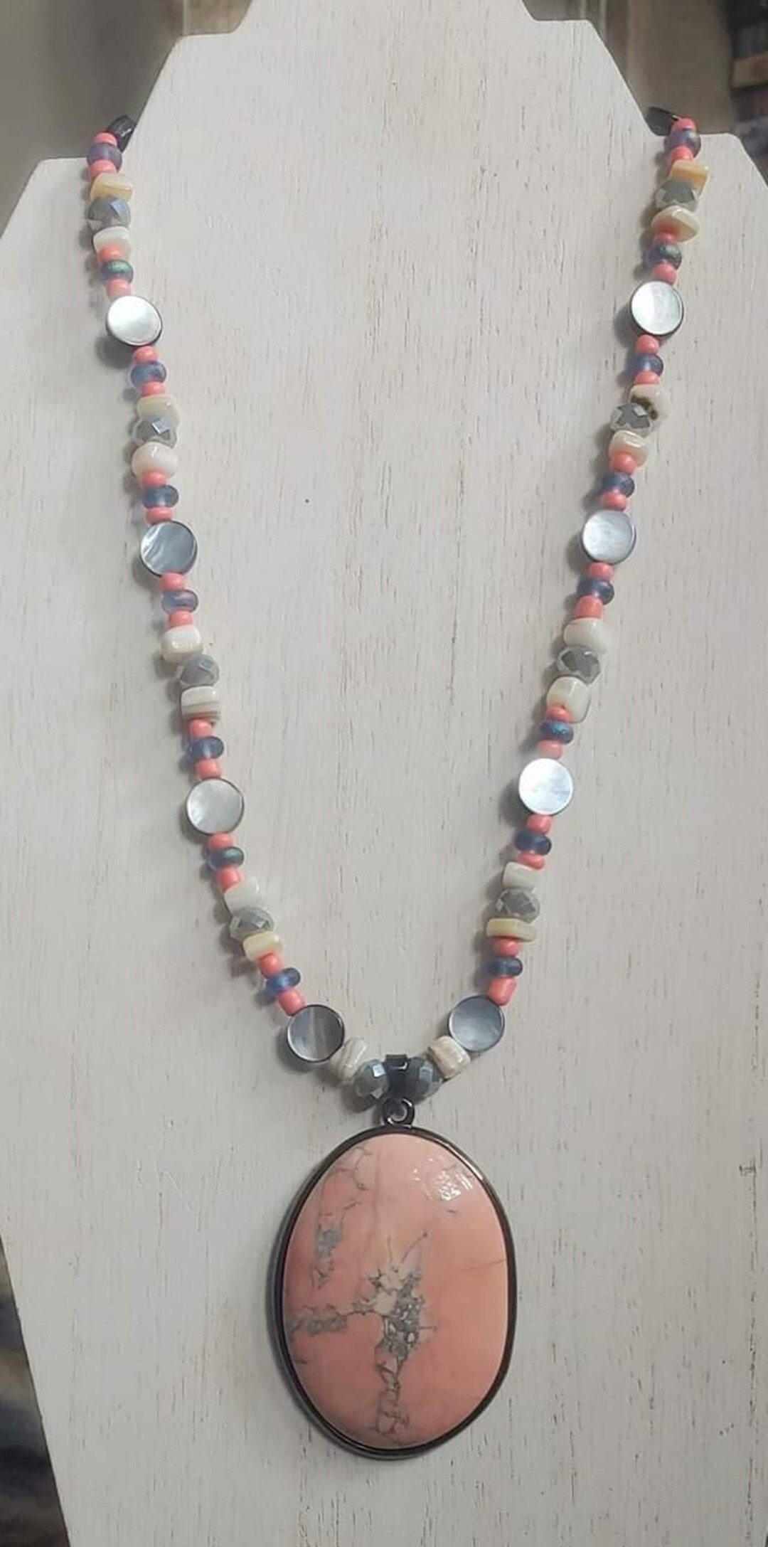 Marbled Peach Pendant Necklace - Etsy