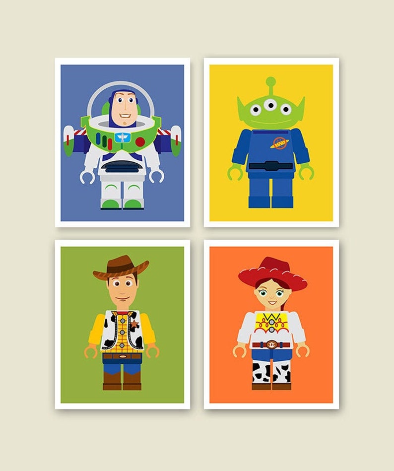 Toy Story Wall Art Set Set of 4 prints Gift for him Toy | Etsy