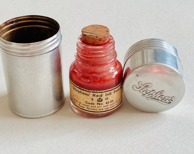 A Vintage Stephens Aluminium Ink Bottle Case. 1940s Cylindrical Storage ...