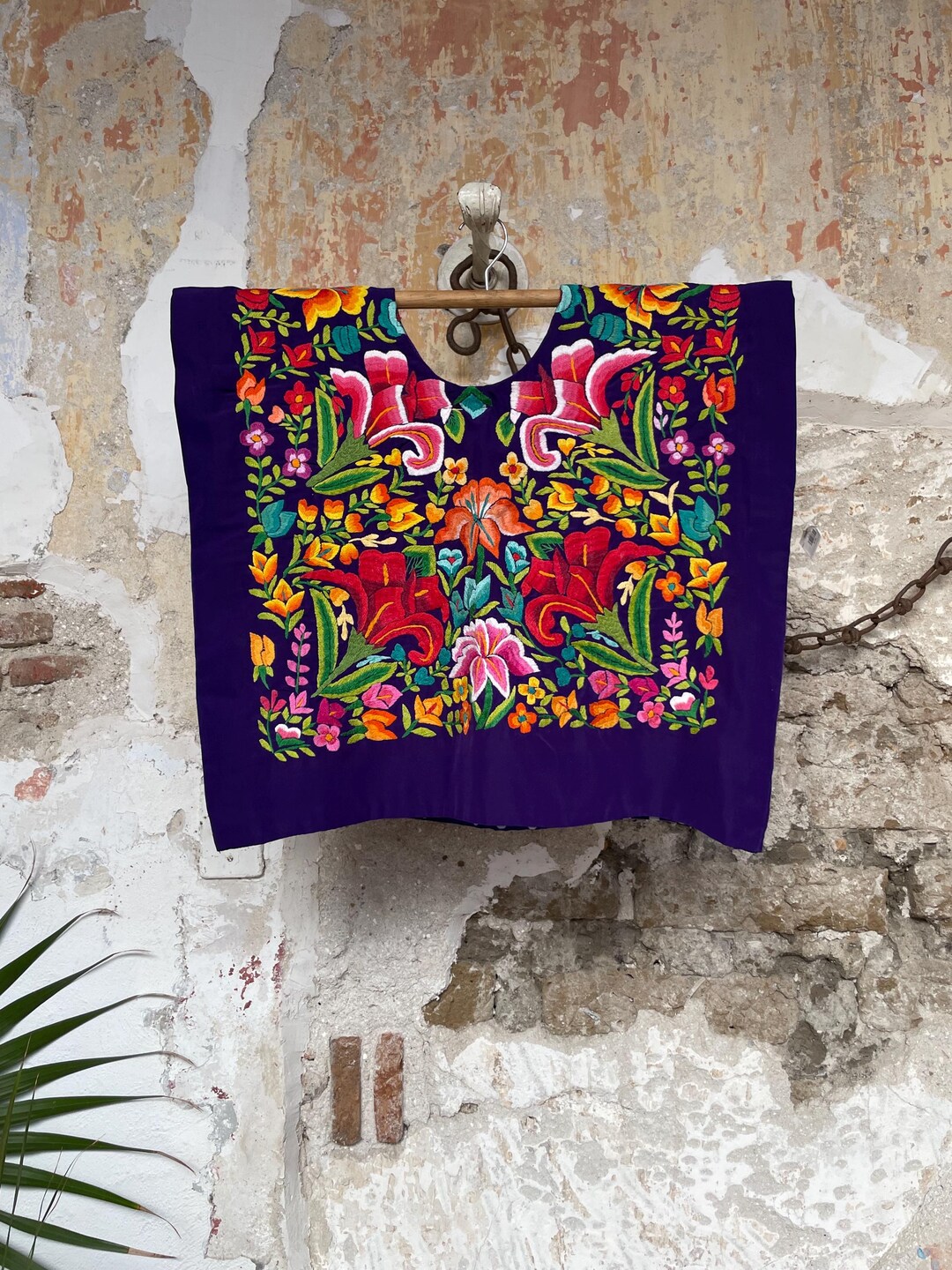 Vintage Oaxaca Huipil, Hand-embroidered Floral Blouse, Zapotec Heritage ...
