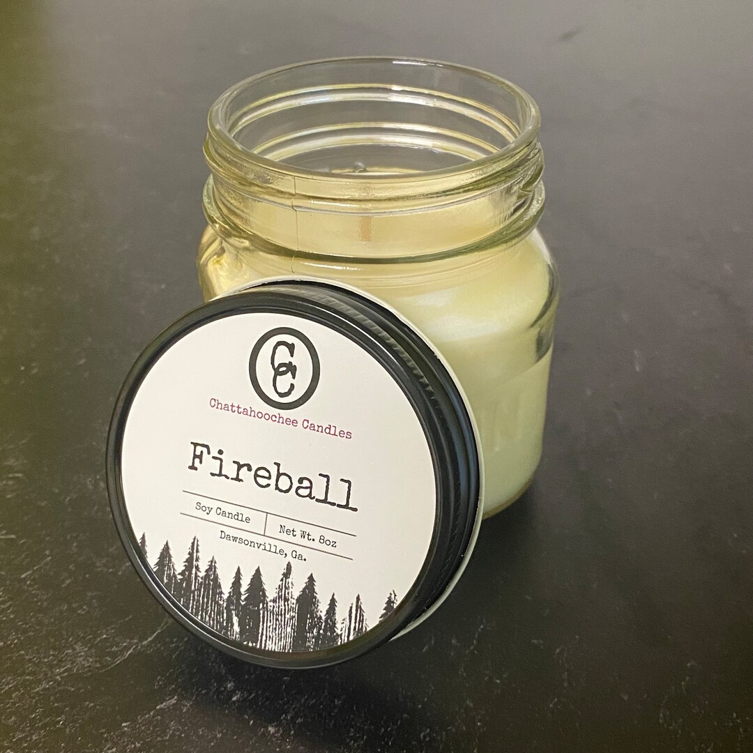 Fireball Mason Jar Soy Candle, Cinnamon Scented, Fireball Scented, Fall ...