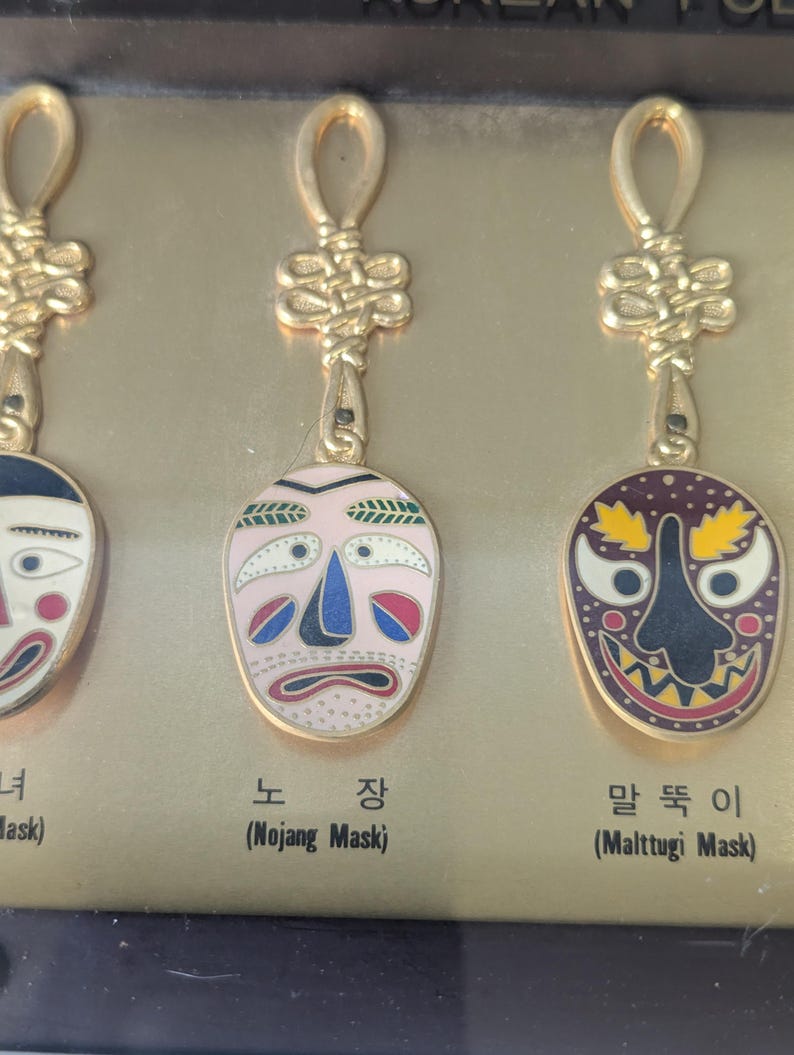Rare Collectible Vintage Korean Folk Gold Colored and Enamel Decorative ...