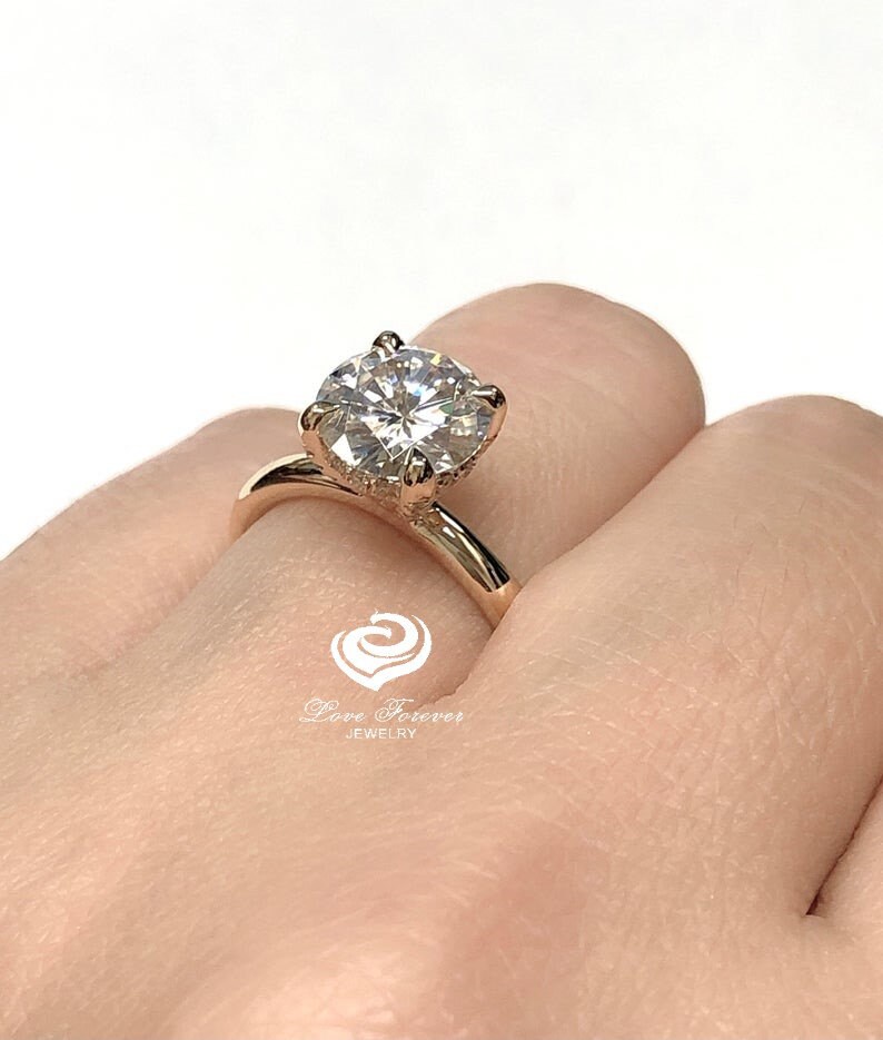 2 CT Hidden Halo Solitaire Ring Diamond Hidden Halo Round - Etsy