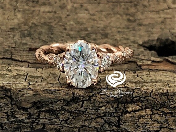 Rose Gold Oval Engagement Ring in 14k Rose Gold Diamond Engagement Ring Forever One Moissanite Engagement Ring Oval Cut Wedding Ring