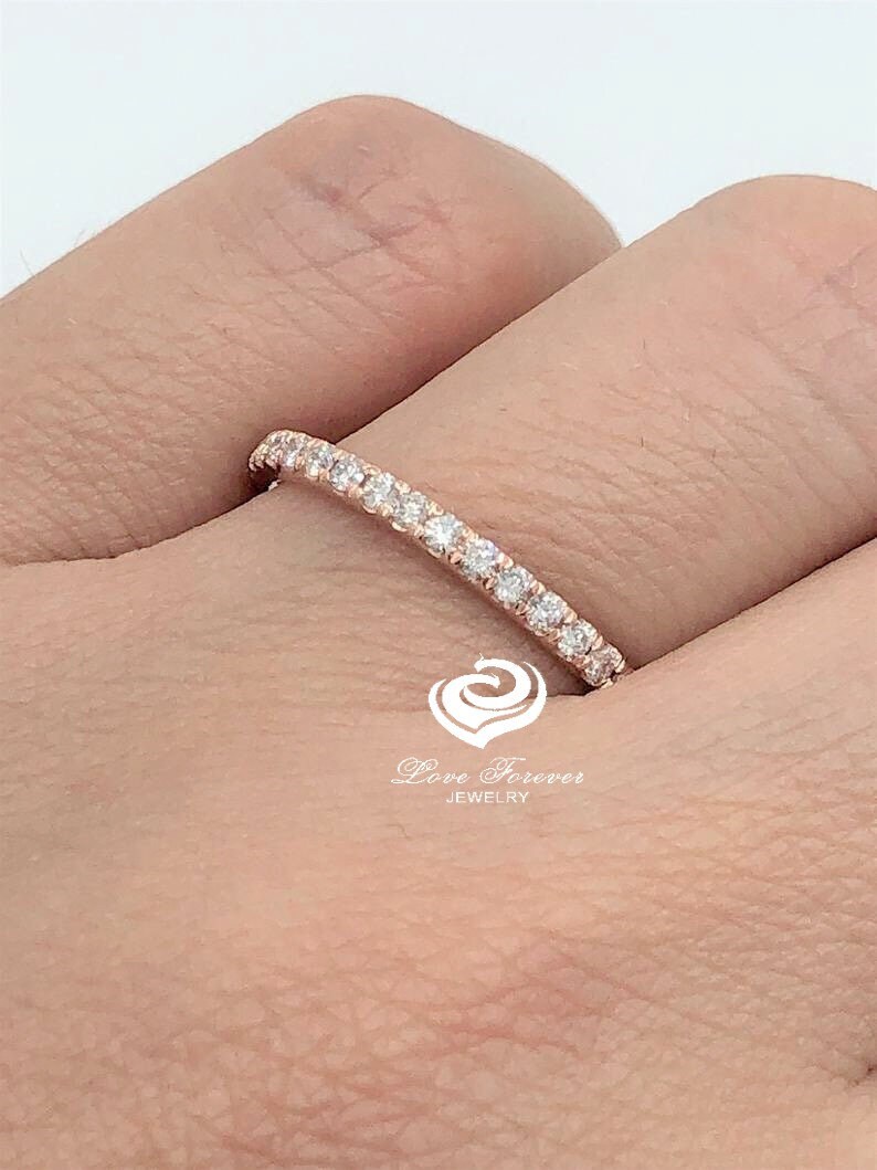 14k Rose Gold Diamond Band Diamond Ring Wedding Band 0.30 | Etsy
