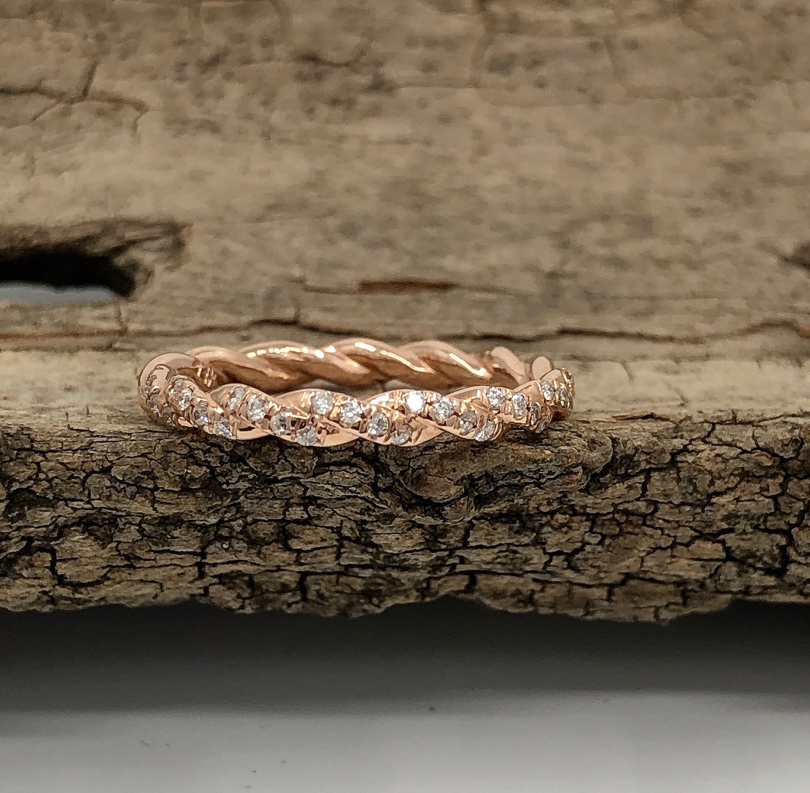 14k Rose Gold Diamond Band Diamond Ring Half Eternity 0.18 | Etsy
