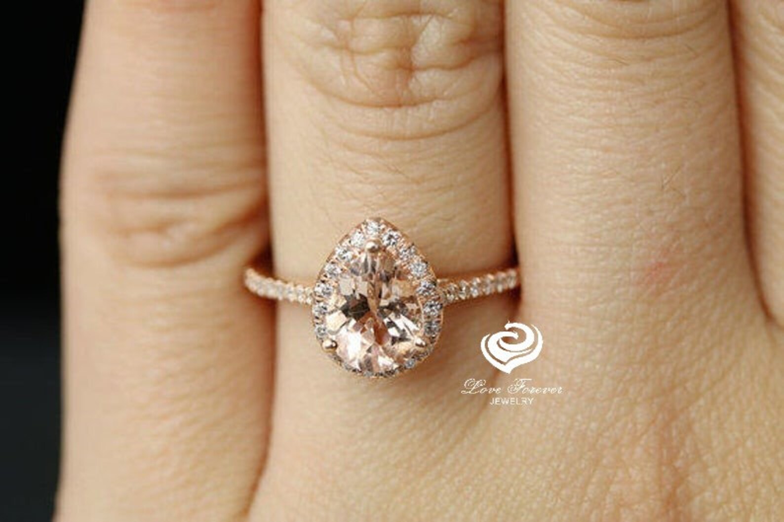 Rose Gold Morganite Pear Shape Ring Set Pear Morganite - Etsy