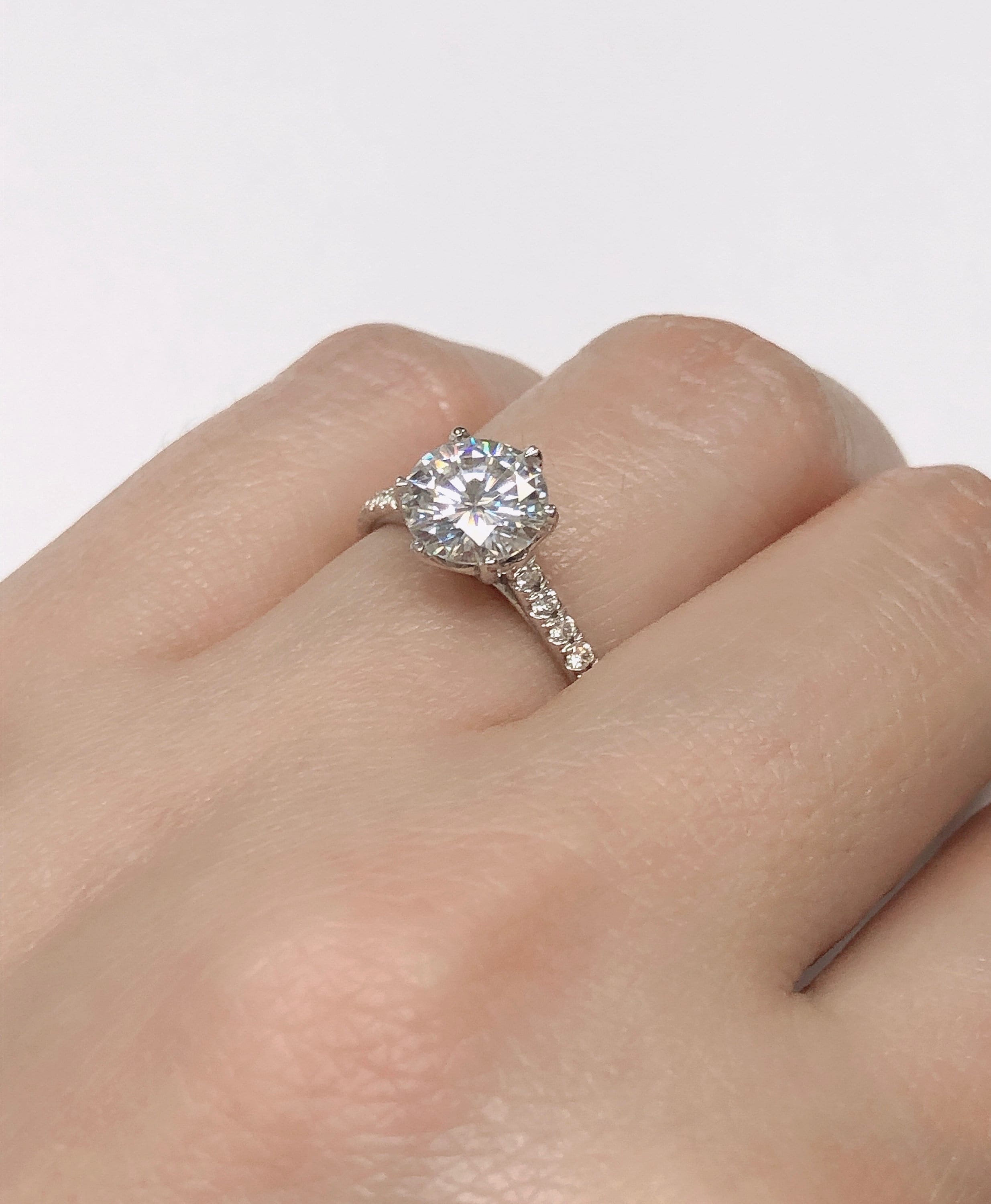 14k White Gold Diamond Ring Engagement Ring Forever One | Etsy