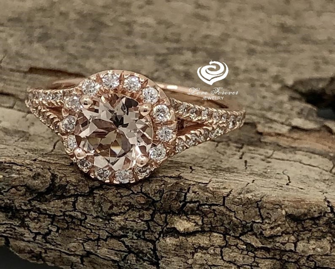 14k Rose Gold Diamond Ring Engagement Ring 6mm/0.82 Carats | Etsy