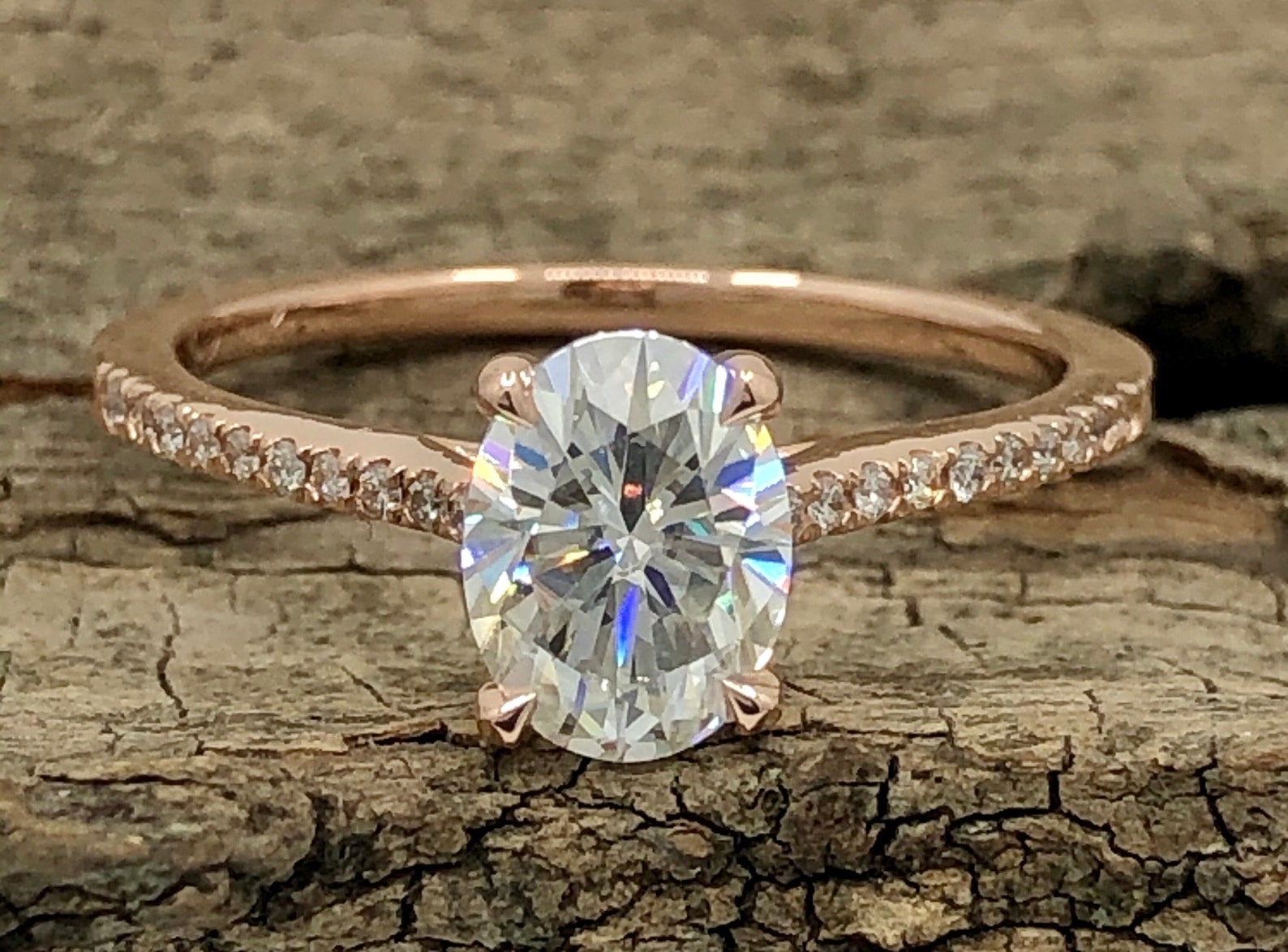 14k Rose Gold Engagement Ring Diamond Ring Certified | Etsy