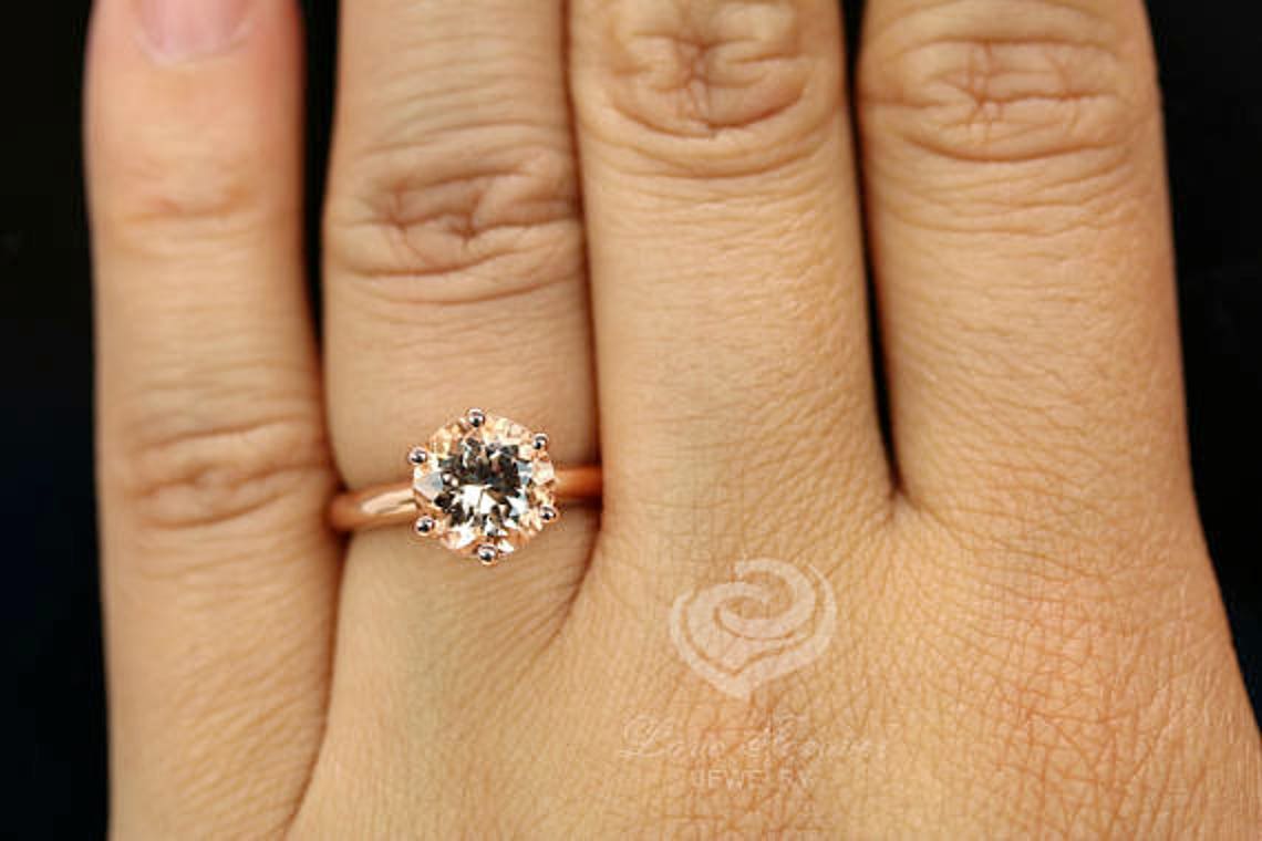 Rose Gold Morganite Round Cut Wedding Set Round Morganite | Etsy