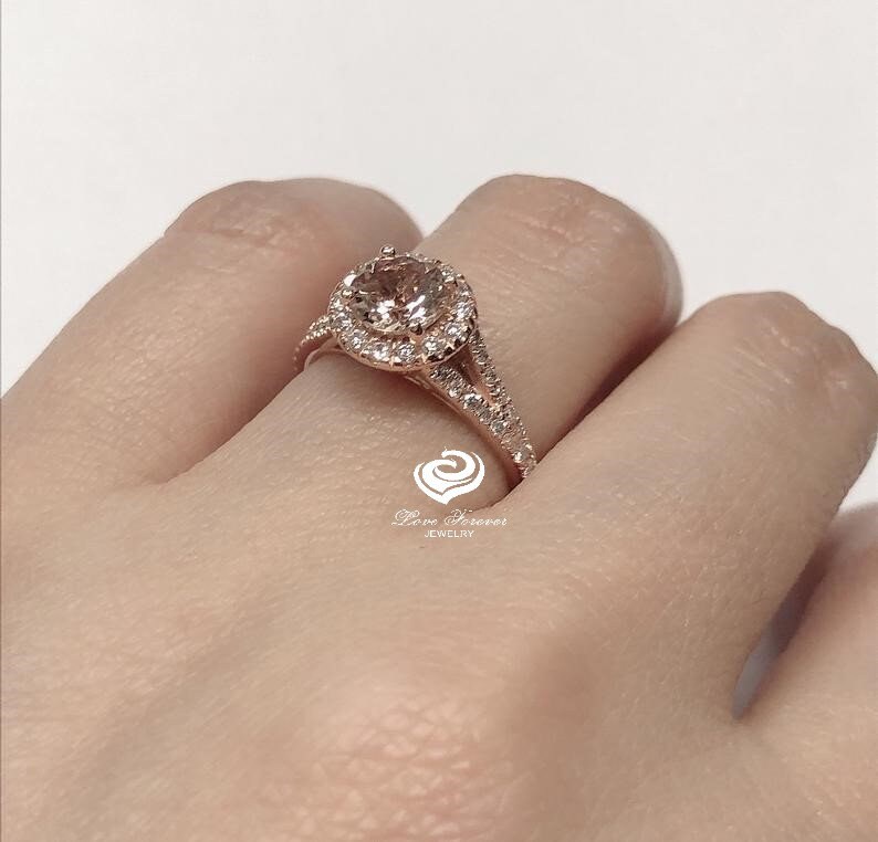 14k Rose Gold Diamond Ring Engagement Ring 6mm/0.82 Carats | Etsy