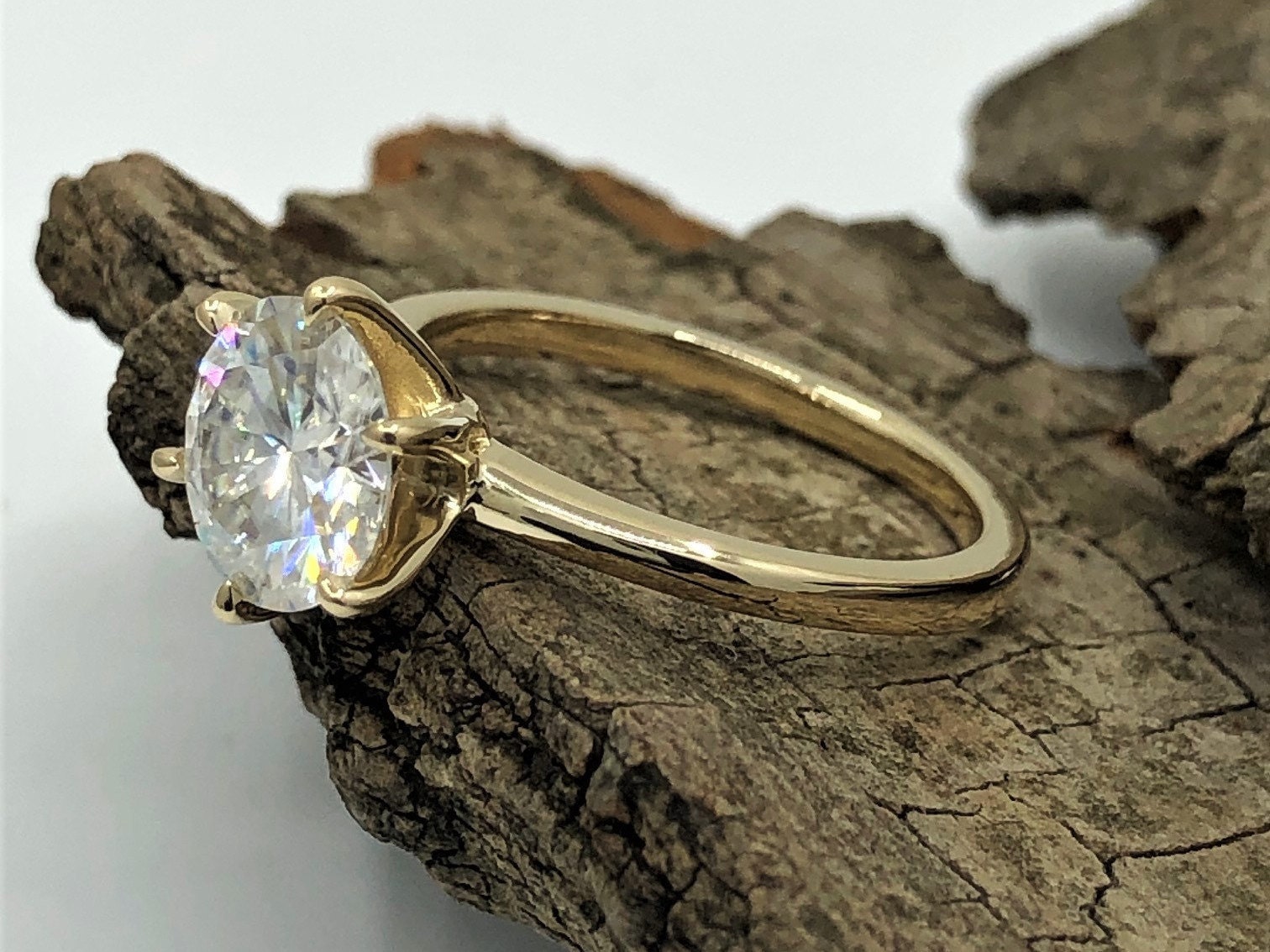 14k Gold Solitaire Ring Engagement Ring Forever One Moissanite | Etsy