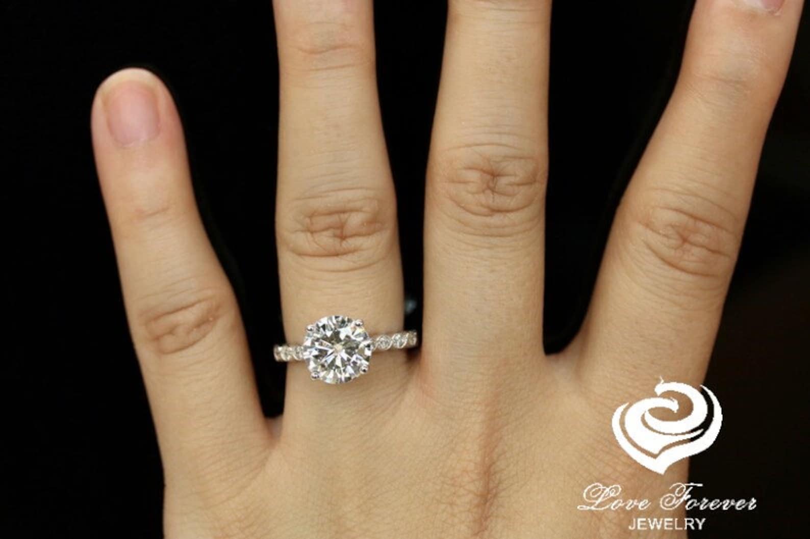 3 CT Round Cut Engagement Ring 14k White Gold Forever One - Etsy