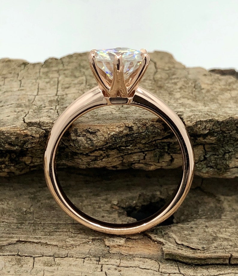 14k Rose Gold Engagement Ring Solitaire Ring Forever One Certified 8mm ...