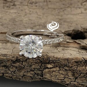 1.5 CT Hidden Halo Solitaire Ring, Hidden Halo Round Solitaire Ring ...