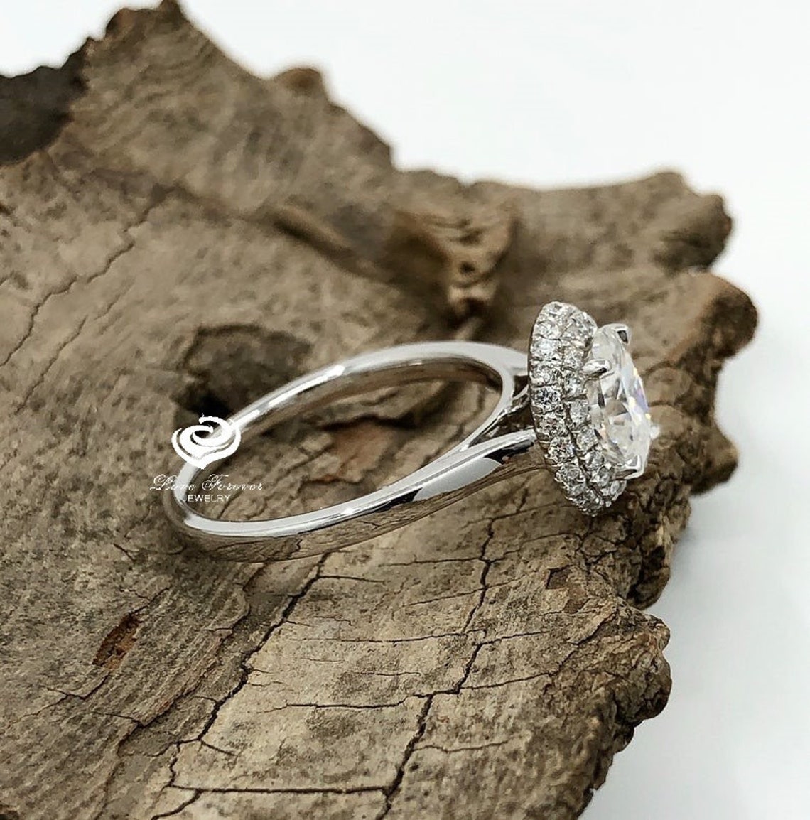 14k White Gold Diamond Ring Engagement Ring Forever One | Etsy