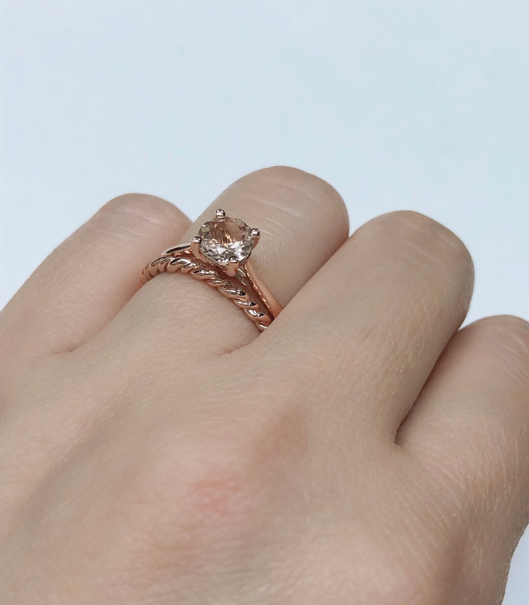 Rose Gold Morganite Round Cut Wedding Set Round Morganite - Etsy