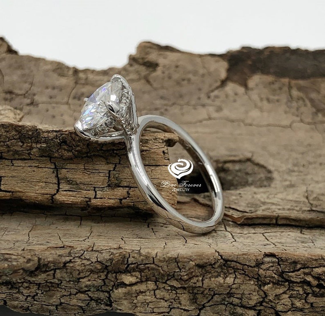 2 CT Hidden Halo Solitaire Ring Diamond Hidden Halo Round | Etsy