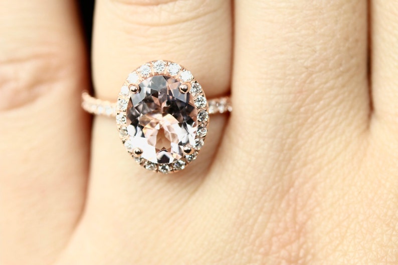 14k Rose Gold Diamond Ring Engagement Ring 10x8mm/2.25 Carats | Etsy