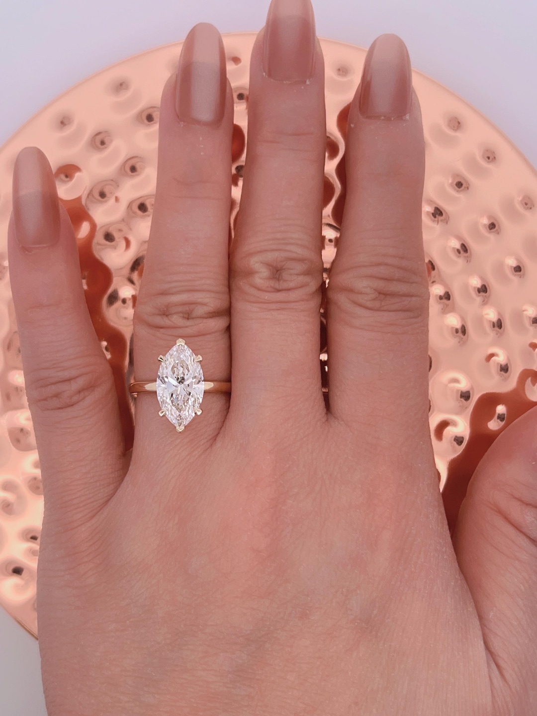 3 Carats Marquise Cut Lab Grown Diamond Engagement Ring 14k Yellow Gold, Marquise Diamond ...