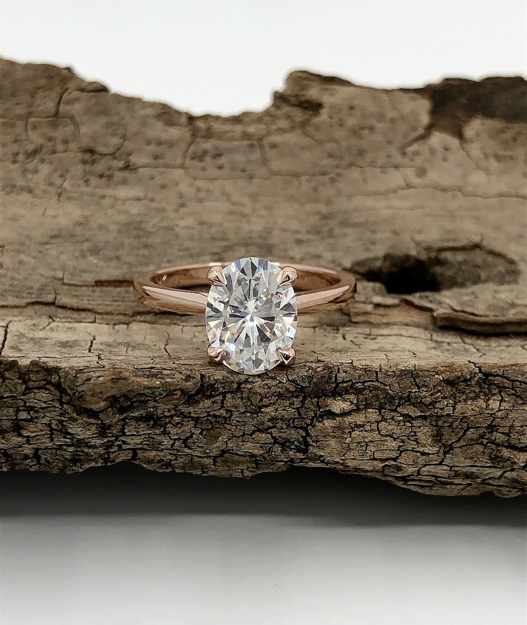 Rose Gold Oval Ring, 1.5CT Oval Simulated Diamond Wedding Ring ...