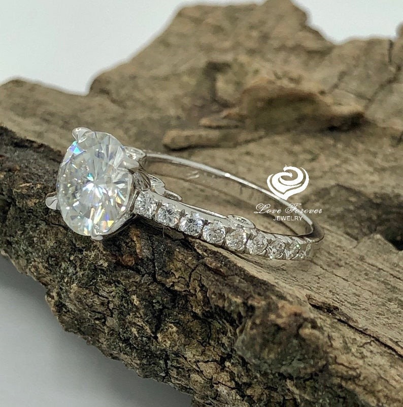 2 CT Engagement Ring 14k White Gold Forever One Round - Etsy